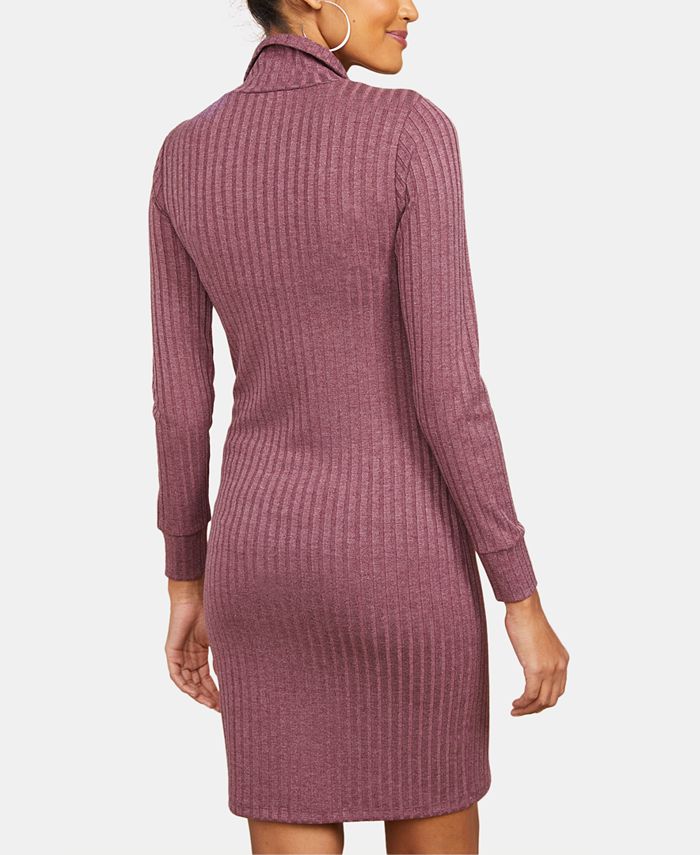 Motherhood Maternity Zip-Front Ribbed Dress - Macy's
