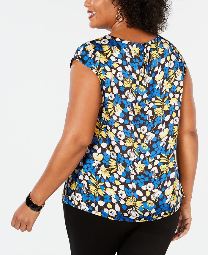 Kasper Plus Size Floral-Print Top - Macy's