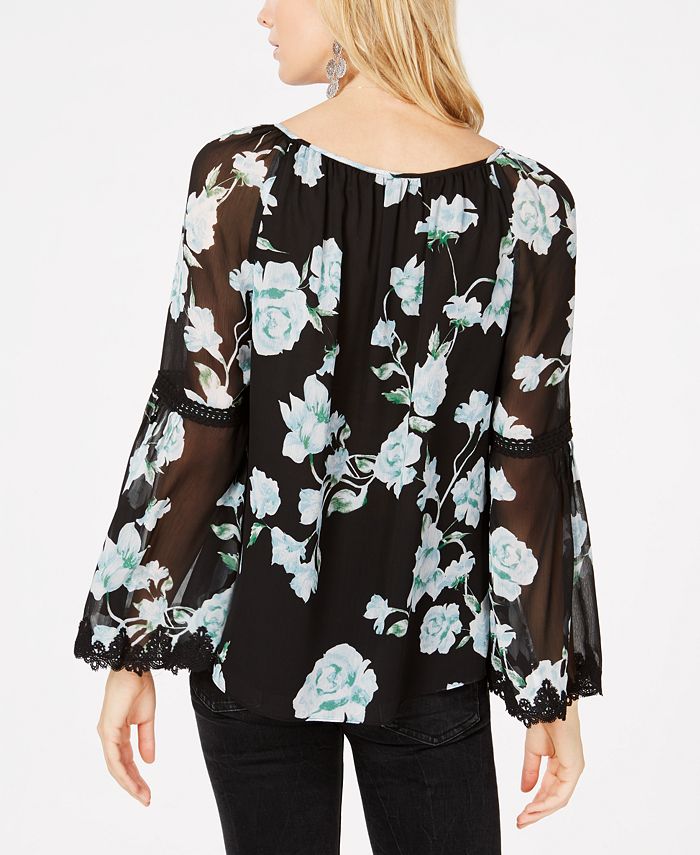 INC International Concepts I.N.C. Petite Bell-Sleeve Printed Blouse ...