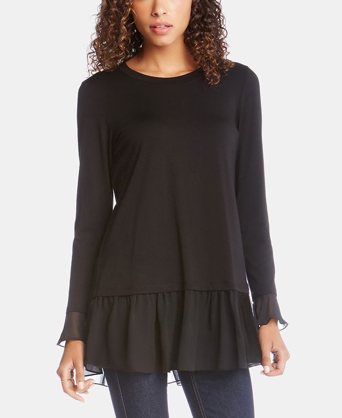Karen Kane Sheer Ruffle Top - Macy's
