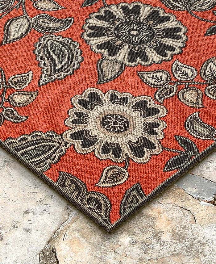 Liora Manne' Riviera 7630 Floral Vine 7'10" x 9'10" Indoor/Outdoor Area ...