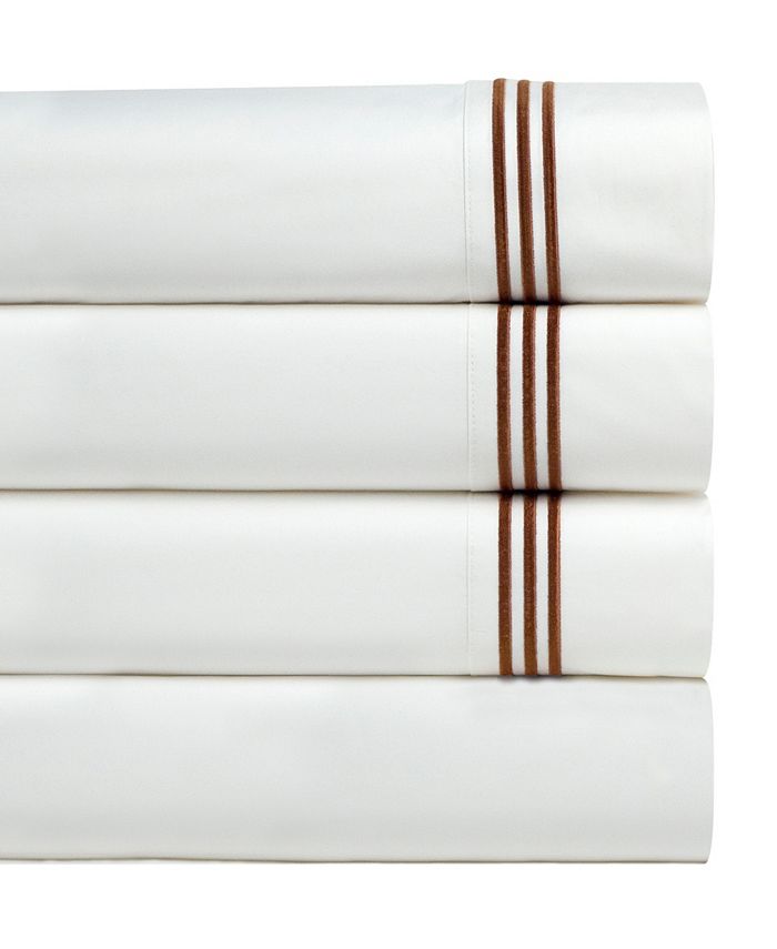 Pointehaven 300 Thread Count Embroidered Cotton Oversized Percale Sheet ...