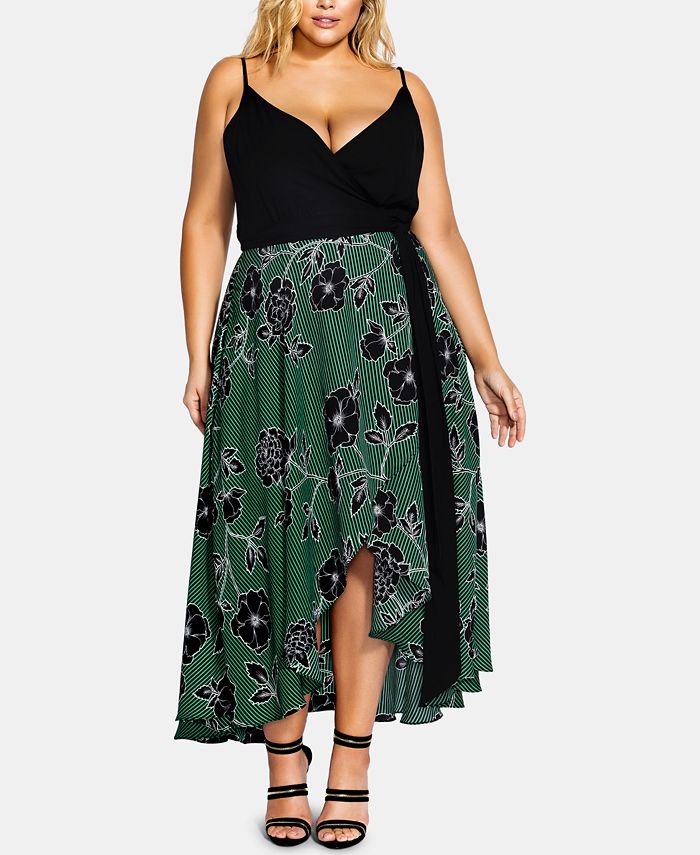 City Chic Trendy Plus Size Printed Faux Wrap Dress Macys