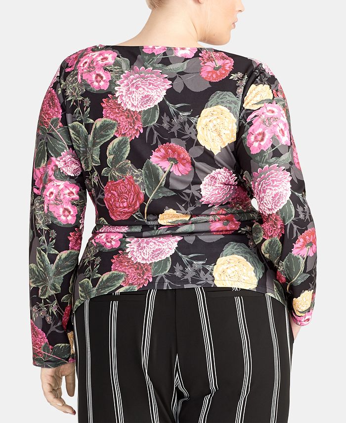 RACHEL Rachel Roy Trendy Plus Size Ginger Front-Tie Top, Created for ...