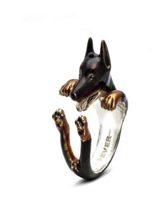 Dobermann Hug Ring in Sterling Silver and Enamel - Macy's