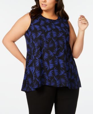 Anne Klein Plus Size Delphine-Print High-Low Top - Macy's