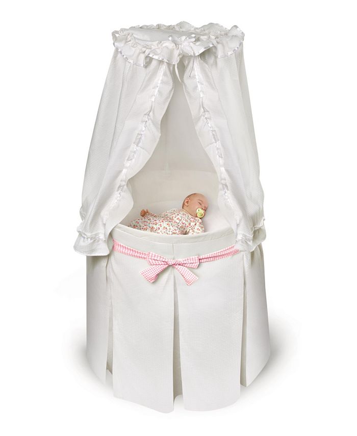 Badger Basket Empress Round Baby Bassinet With Canopy - White Bedding ...
