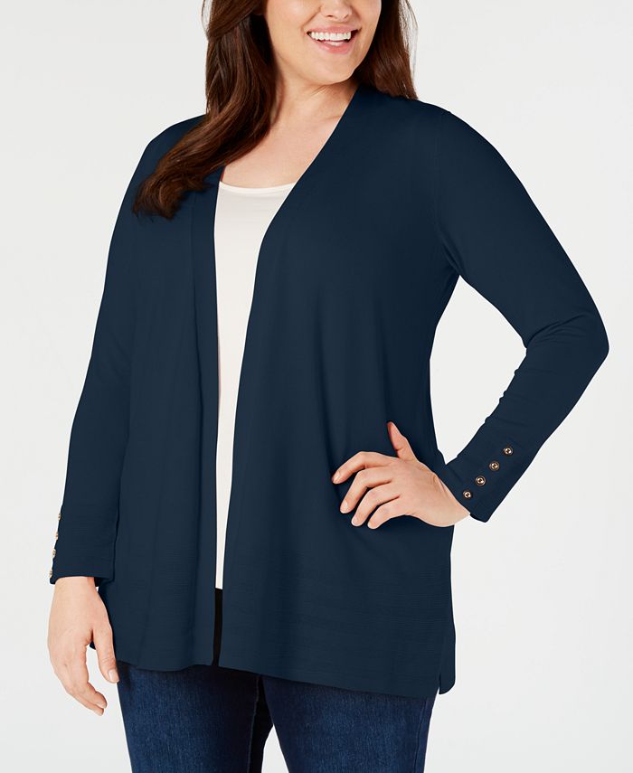 Charter Club Plus Size Pointelle-Trim Completer Cardigan, Created for ...