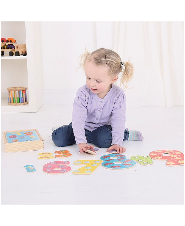 Bigjigs Toys Wooden 1-9 Number Puzzles- 45 Pcs - Macy's