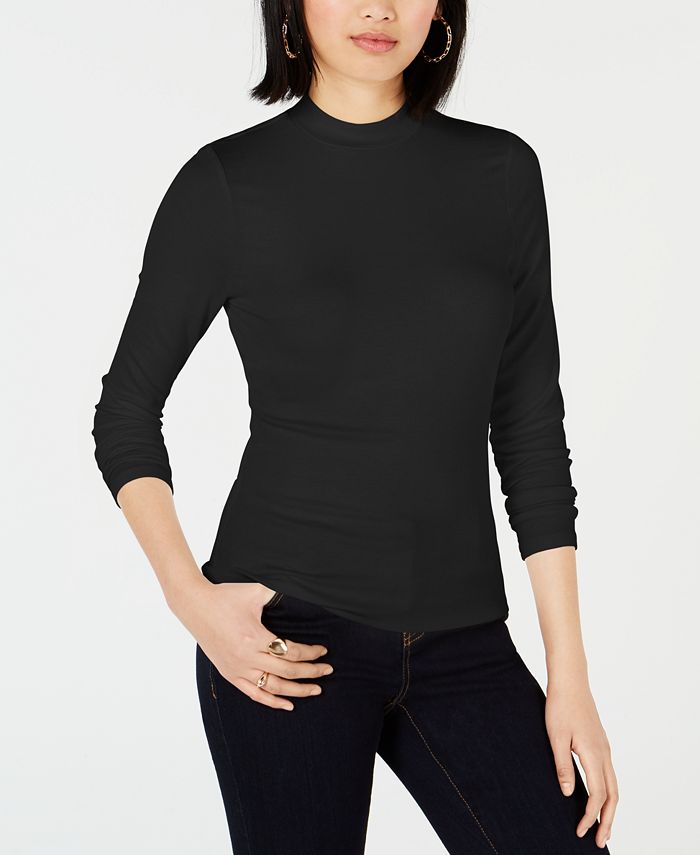 Bar III Ribbed Mock-Neck Top, Created for Macy's - Macy's