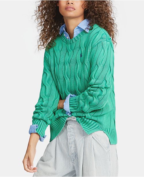 Polo Ralph Lauren Cable-Knit Cotton Sweater - Women - Macy's