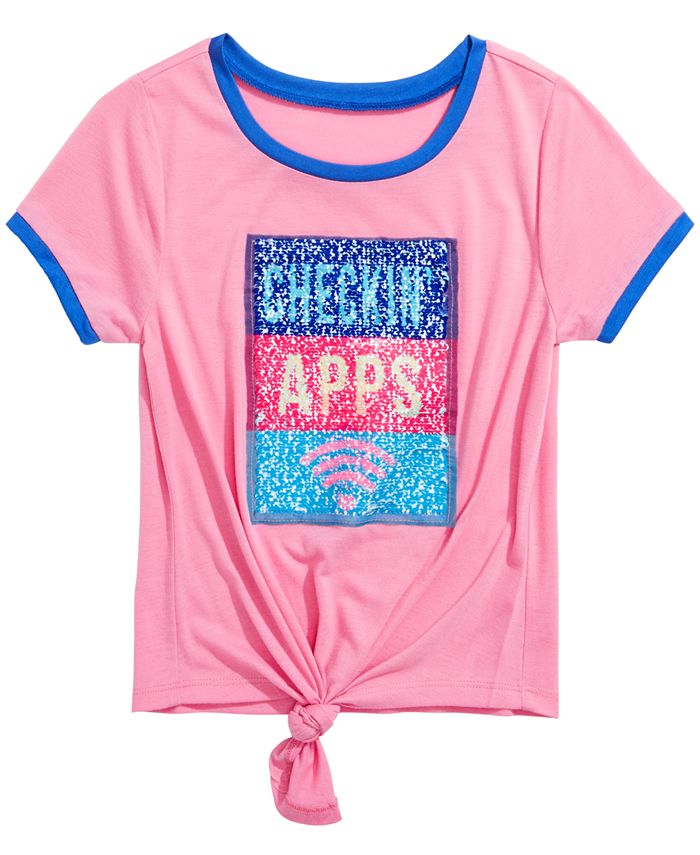 Beautees Big Girls Reversible Sequin Tie-Front Top - Macy's
