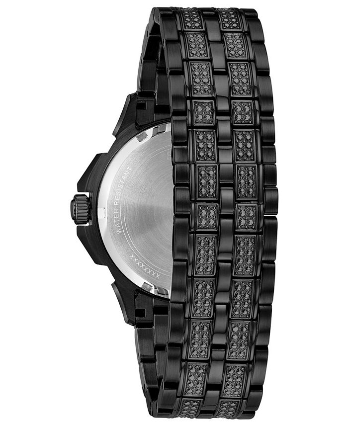 Bulova Men's Phantom Black Stainless Steel & Crystal-Accent Bracelet ...