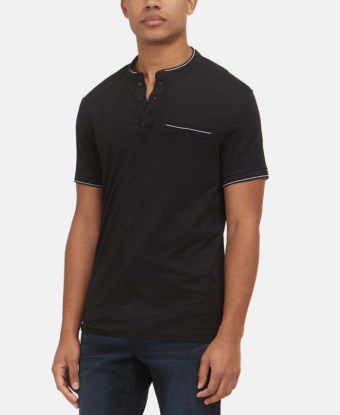 Kenneth Cole Men's Contrast Pocket Henley Shirt - Macy's