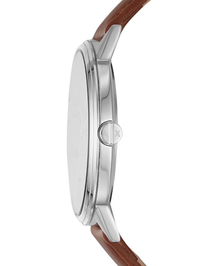 A|X Armani Exchange Men's Cayde Brown Leather Strap Watch 42mm - Macy's