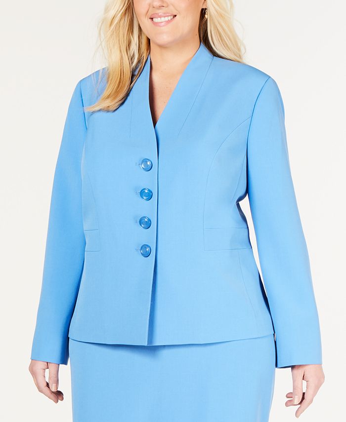 Le Suit Ruffle-Hem Shoulder-Pads Skirt Suit - Macy's