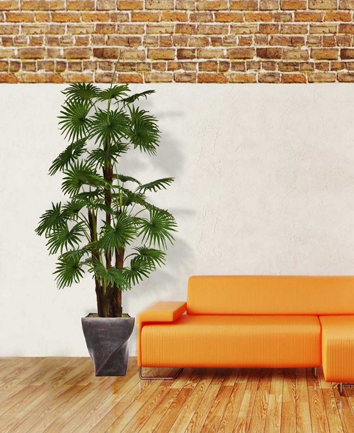 Vintage Home Artificial Faux Real Touch 75" Tall Fan Palm Tree With ...