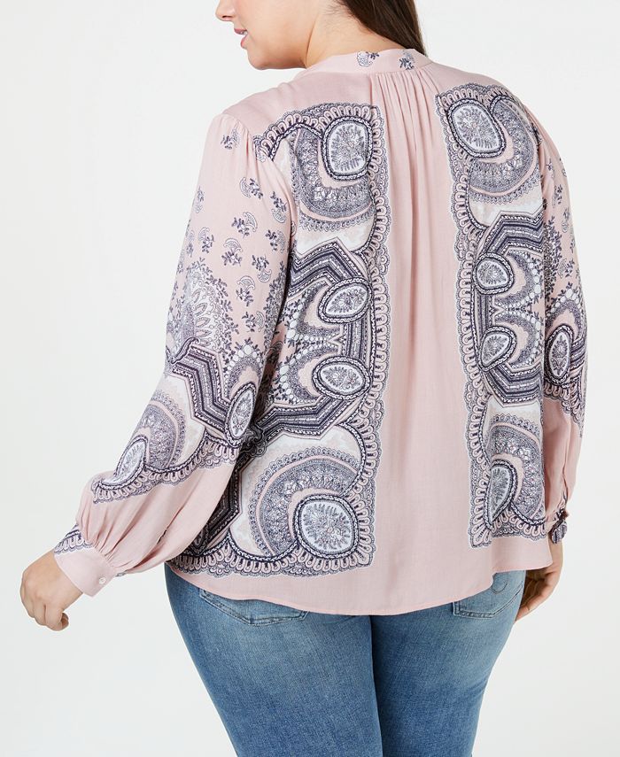 Lucky Brand Plus Size Paisley-Print Peasant Top - Macy's