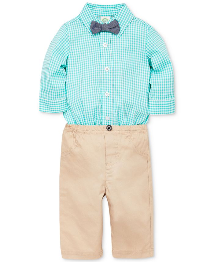 Little Me Baby Boys 2-Pc. Gingham Cotton Bodysuit & Pants Set - Macy's