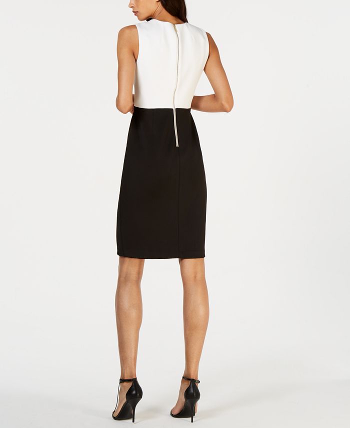 Calvin Klein Caviar Beaded Colorblocked Sheath Dress - Macy's