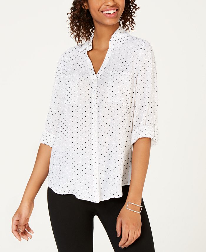 BCX Juniors' Dot-Print Utility Shirt - Macy's