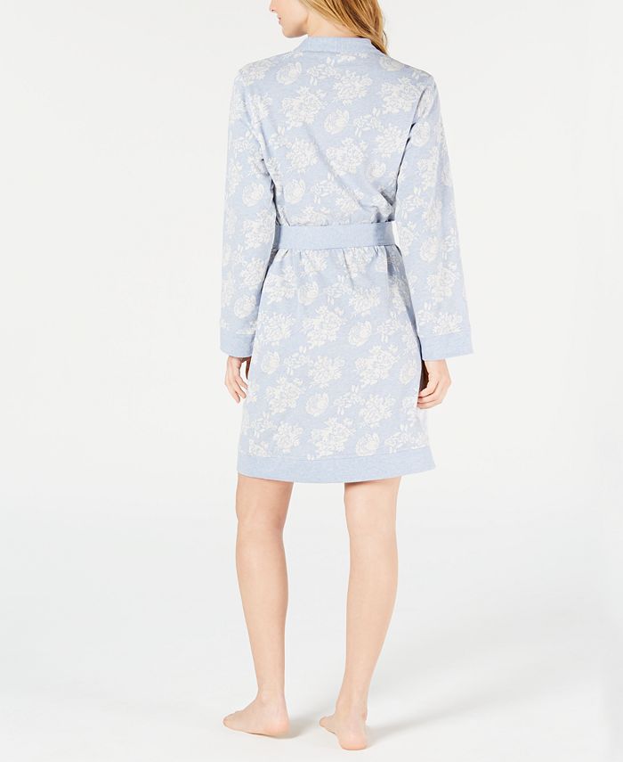 Charter Club Floral Jacquard Knit Short Robe - Macy's