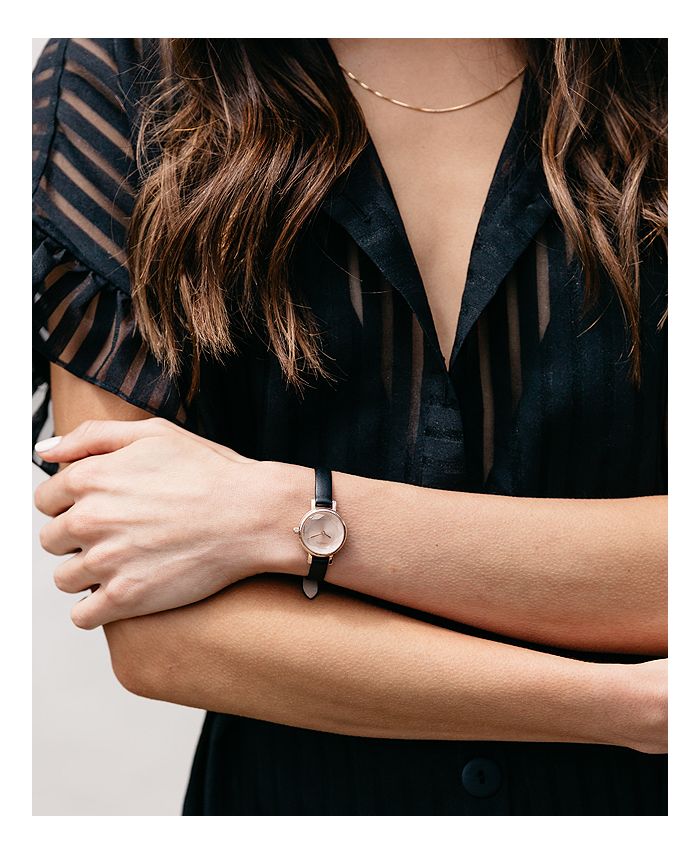 RUMBATIME Venice Black Leather Women's Watch Rose Gold - Macy's