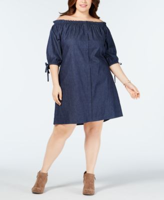 Love Squared Trendy Plus Size Cotton Chambray Dress - Macy's