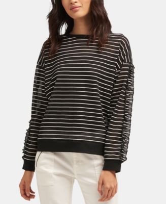 DKNY Striped Mesh Top - Macy's