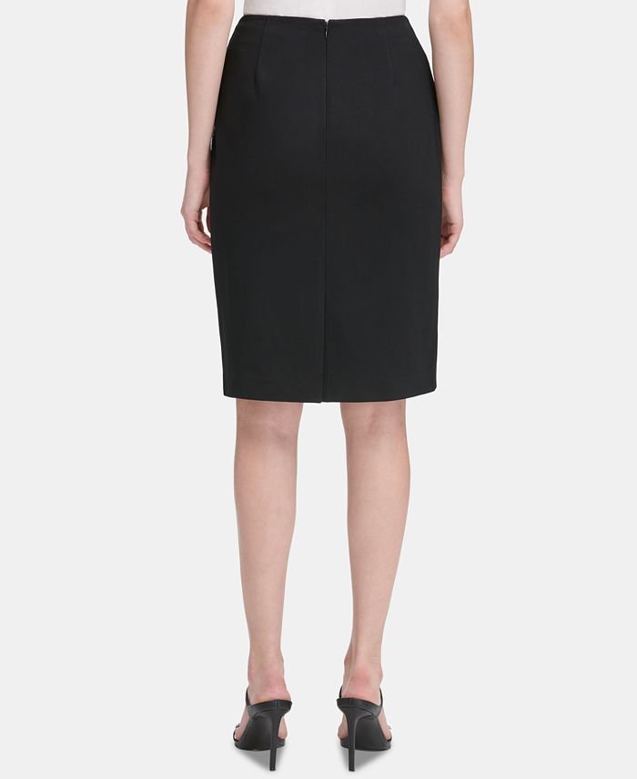 Calvin Klein Tweed & Faux-Leather Pencil Skirt - Macy's