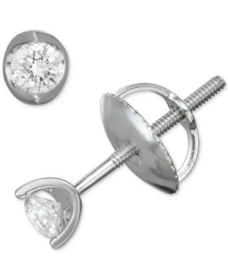 Diamond Stud Earrings (1/7 ct. t.w.) in 14k White Gold - Macy's