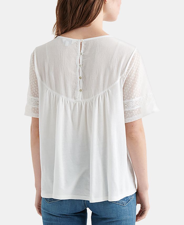 Lucky Brand Embroidered Yoke Top - Macy's