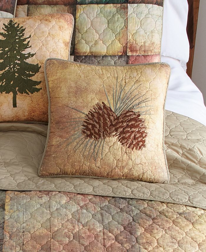 American Heritage Textiles Wood Patch Decorative Pinecone Pillow - Macy's