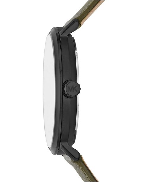 Michael Kors Men's Blake Olive Leather Strap Watch 42mm & Reviews ...