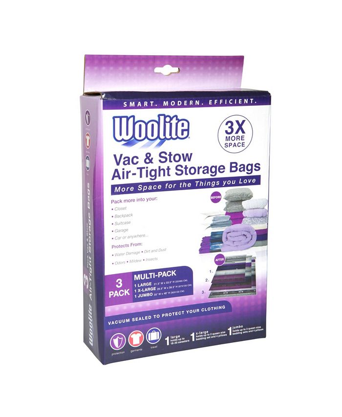 Woolite 3 Piece Air-Tight Vacuum Storage Bags Multi-Pack - Macy's