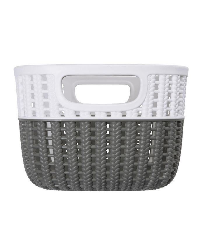 Simplify 2-Tone Decorative Small Storage Basket in Gray - Macy's