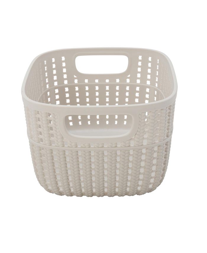 Simplify 2-Tone Decorative Small Storage Basket in Ivory - Macy's