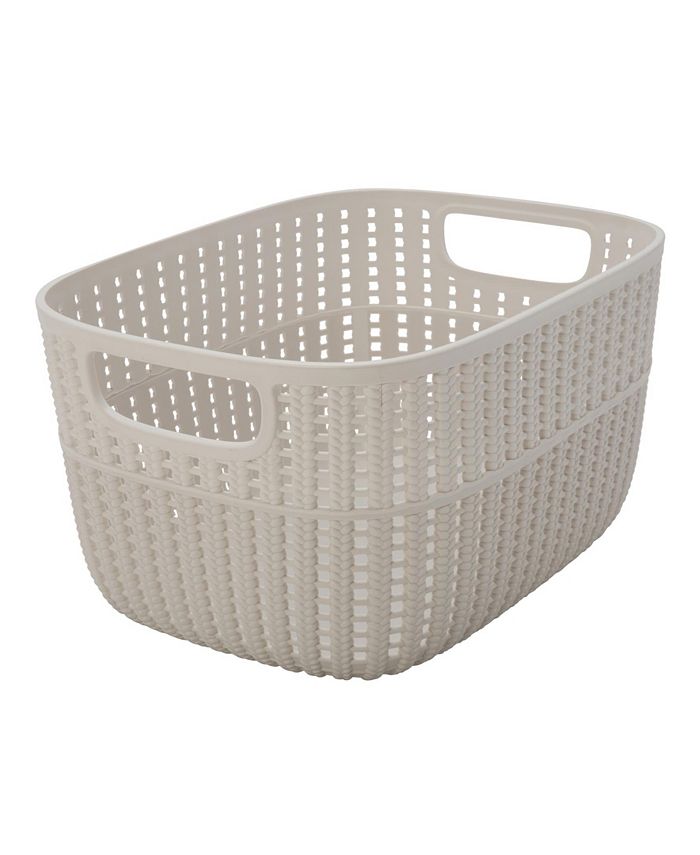 Simplify 2-Tone Decorative Medium Storage Basket in Ivory - Macy's