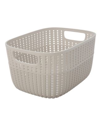 Simplify 2-Tone Decorative Medium Storage Basket in Ivory - Macy's