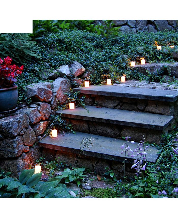 Macy's Lumabase Set of 12 Amber Battery Operated Mini Pillar Lights ...