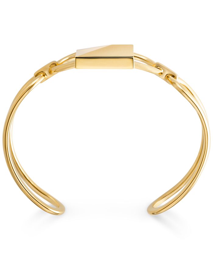 Michael Kors Gold-Tone Sterling Silver Padlock Cuff Bracelet - Macy's
