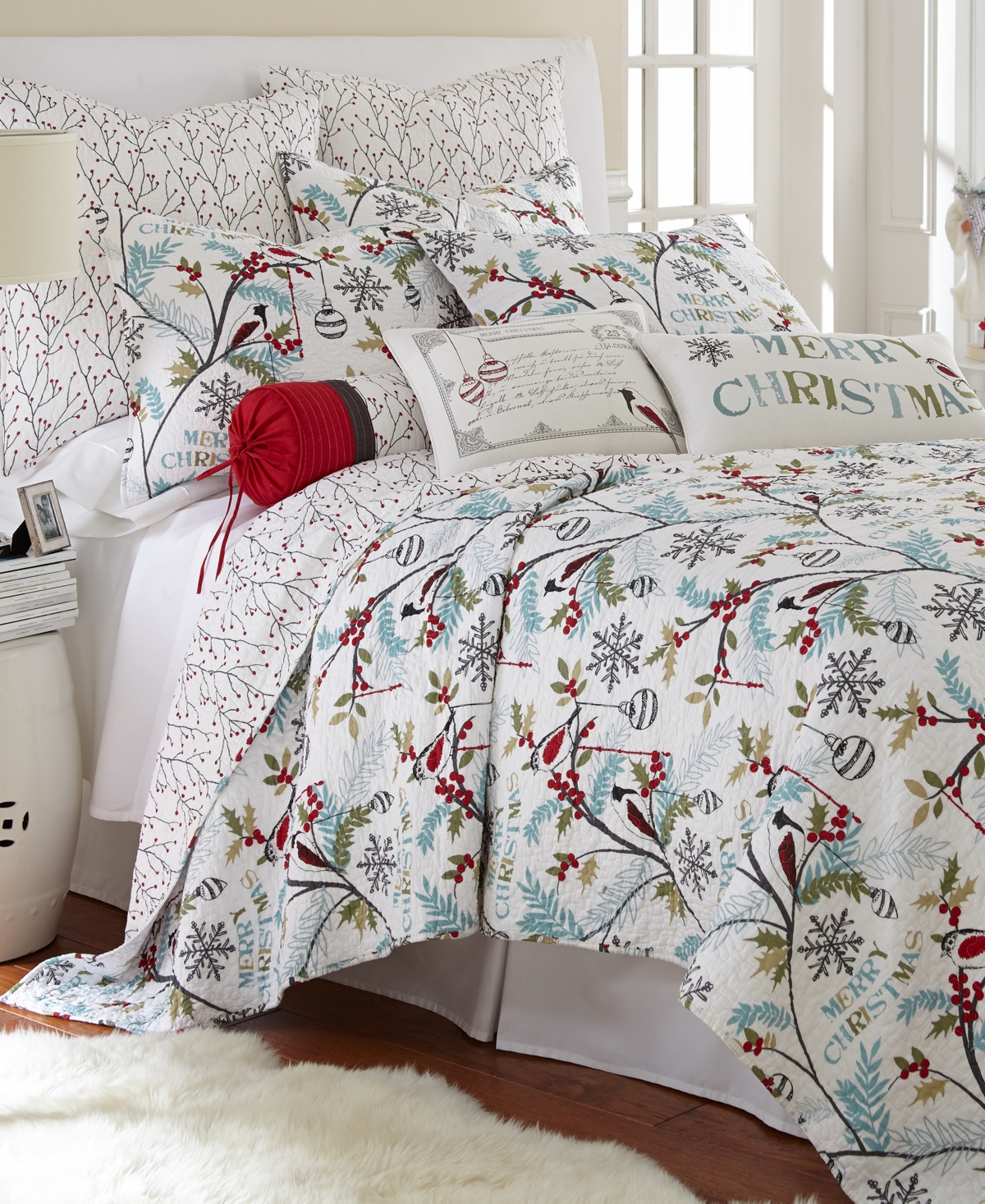 Click here for Levtex Holly 3-Pc. Quilt Set  Full/Queen - Red prices