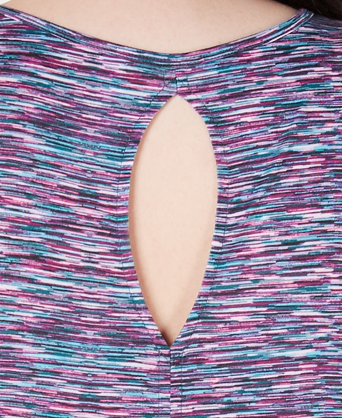 Ideology Plus Size Space-Dyed Keyhole-Back Top, Created for Macy's - Macy's