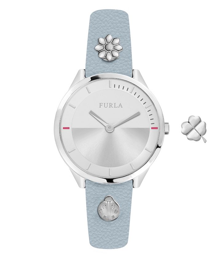 Furla Women's Pin Silver Dial Calfskin Leather Watch - Macy's