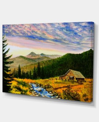 Designart Sunset In Mountains Landscape Art Wall Art Print - 32" X 16 ...