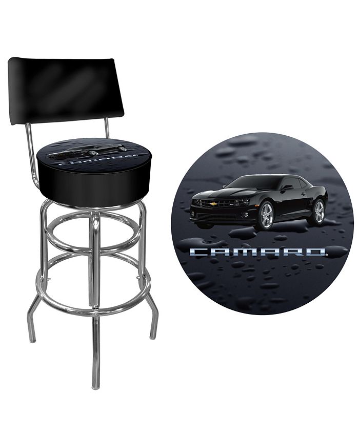 Trademark Global Black Camaro Padded Bar Stool with Back - Macy's