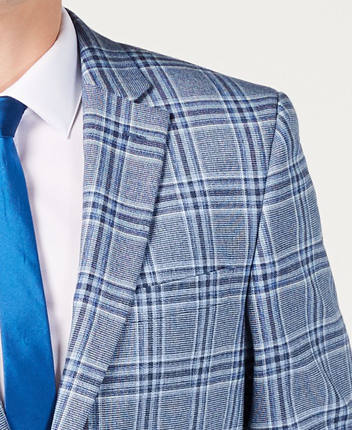 Tommy Hilfiger Men's Modern-Fit Light Blue Bold Plaid Suit Jacket - Macy's