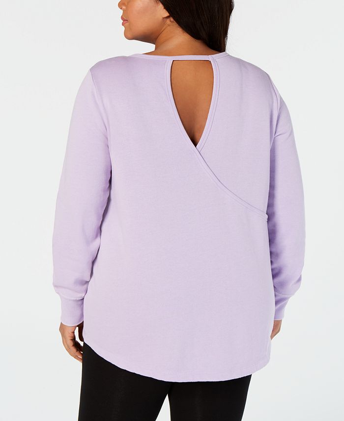 Ideology Plus Size Graphic V-Back Top, Created for Macy's - Macy's