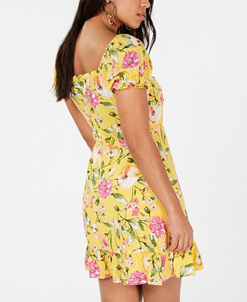 City Studios Juniors' Tie-Front Floral Ruffle Dress - Macy's