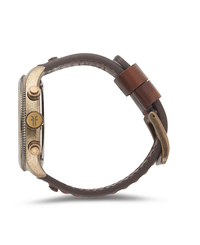 Frye Mens' Moto Engineer Chronograph Whiskey Leather Strap Watch - Macy's